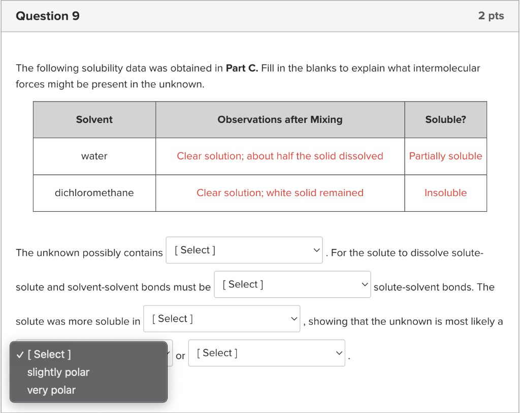 Solved The following solubility data was obtained in Part C. | Chegg.com