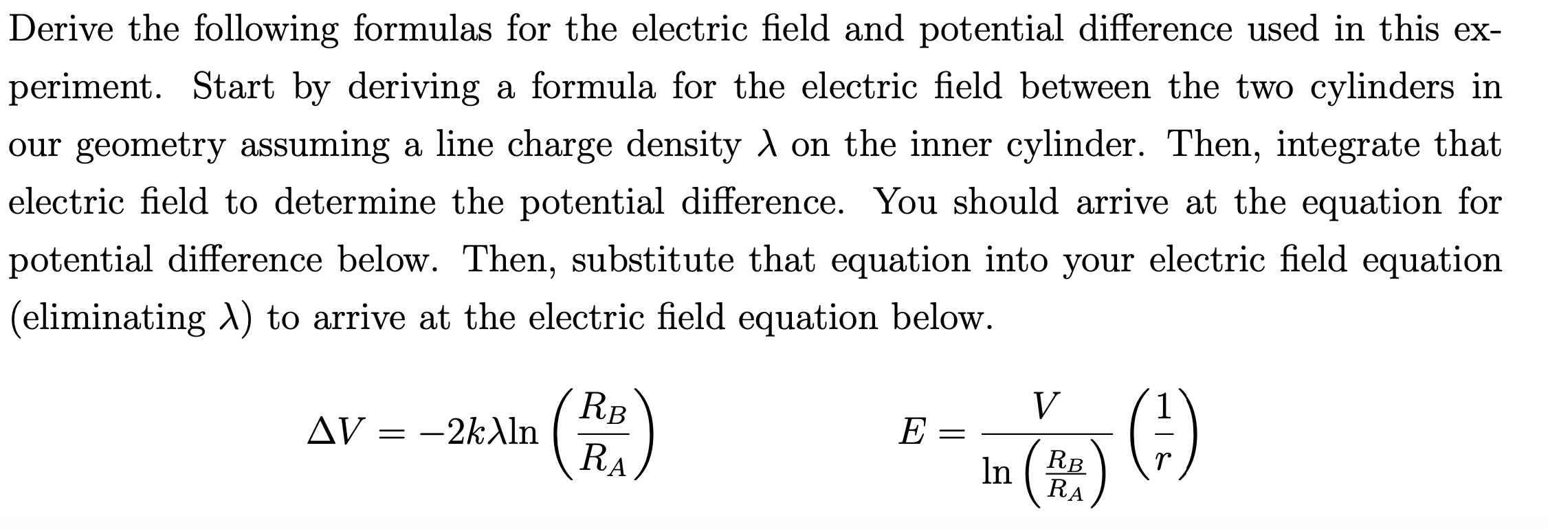 Solved Derive the following formulas for the electric field | Chegg.com