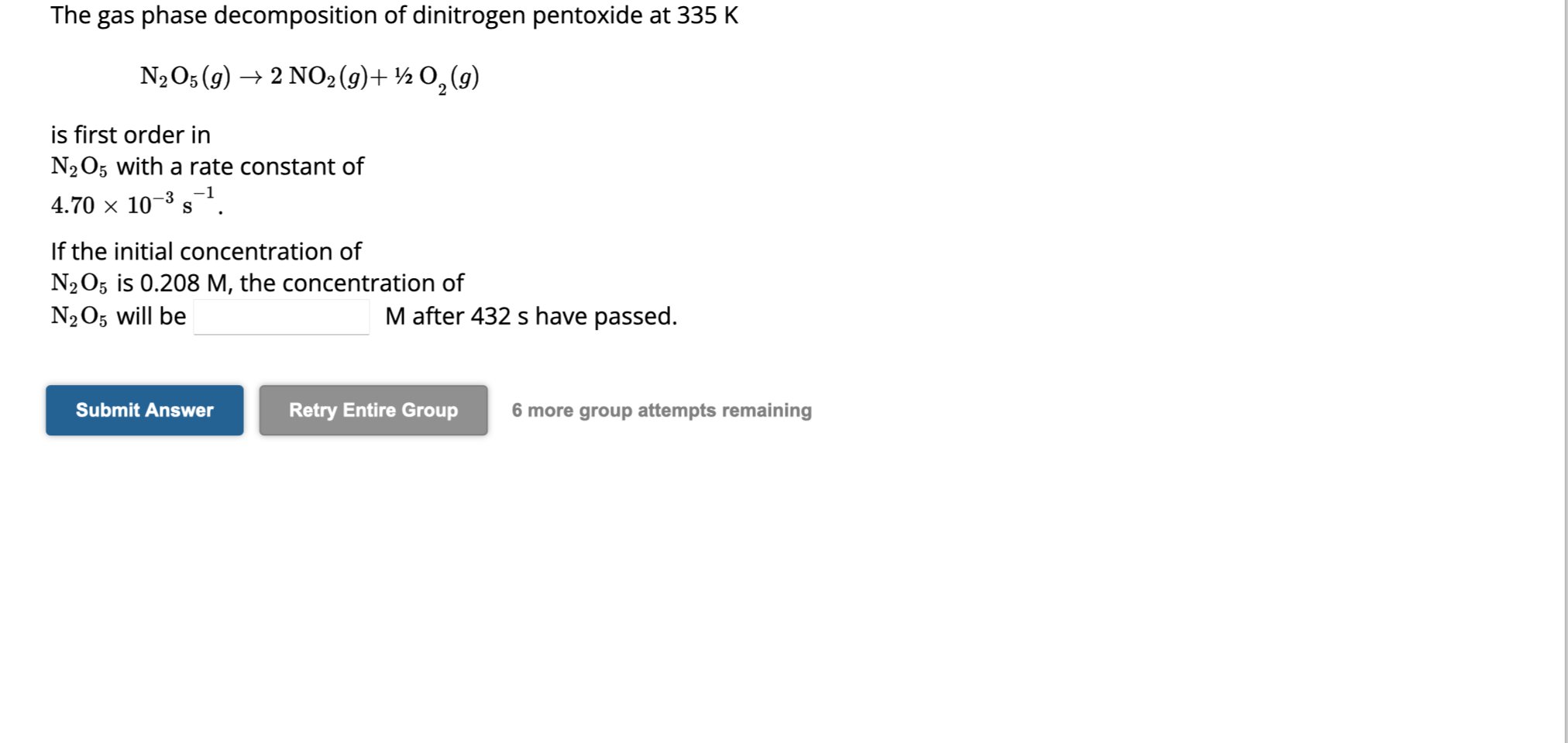 Solved The gas phase decomposition of dinitrogen pentoxide | Chegg.com