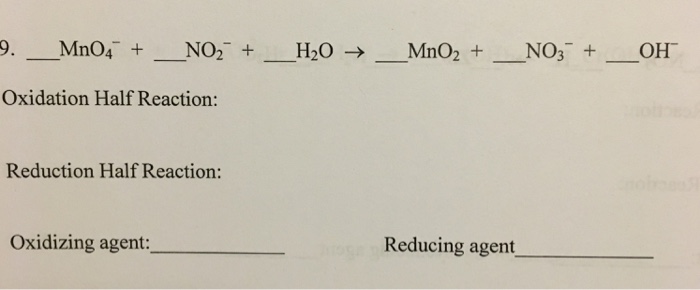 Solved H2O → MnO2 + Oxidation Half Reaction: Reduction Half | Chegg.com