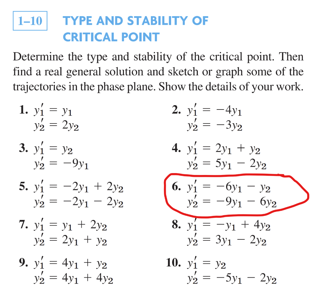 Solved 1-10 TYPE AND STABILITY OF CRITICAL POINT Determine | Chegg.com