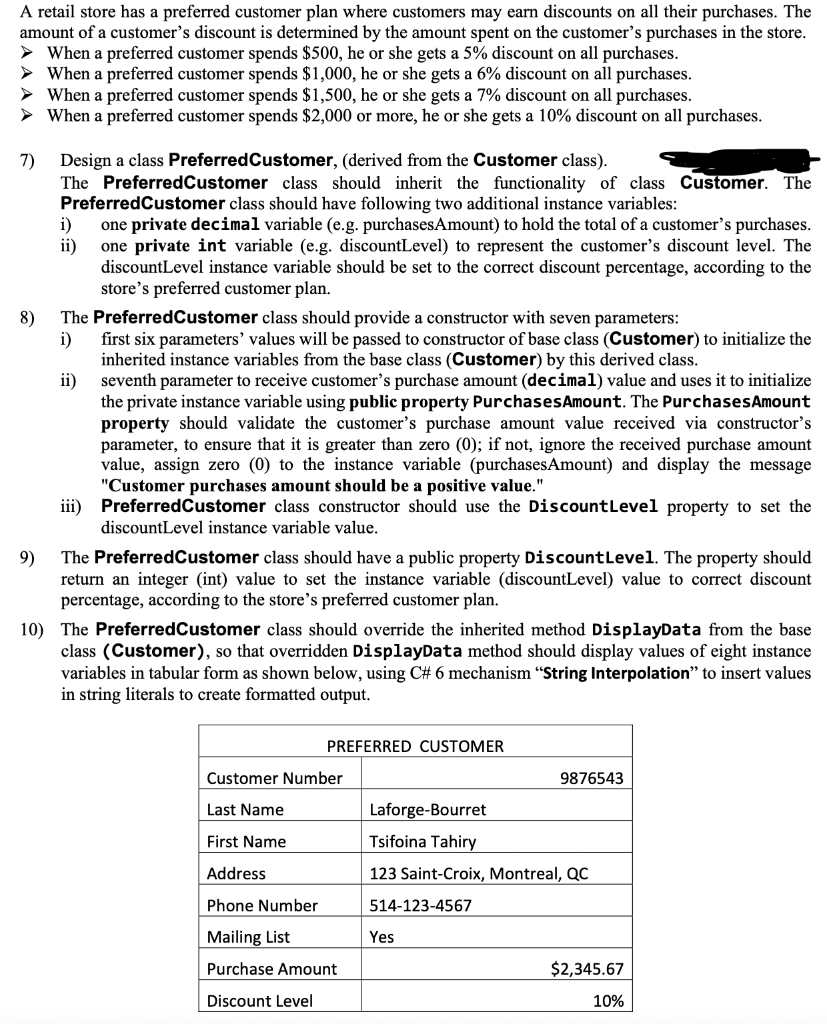 Solved A retail store has a preferred customer plan where | Chegg.com