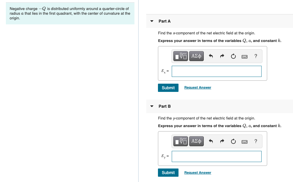 Solved Negative charge - Q is distributed uniformly around a | Chegg.com