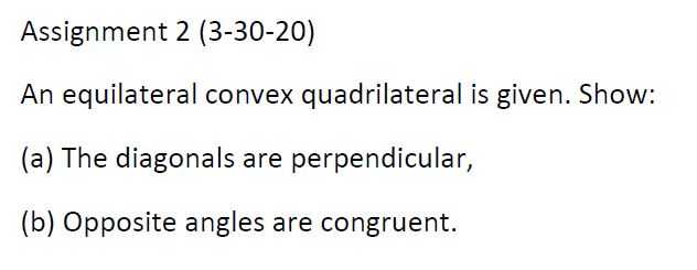 Solved Assignment 2 (3-30-20) An equilateral convex | Chegg.com