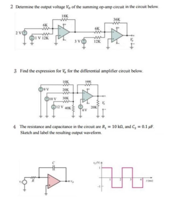 Solved 2 Determine the output voltage Vo of the summing | Chegg.com