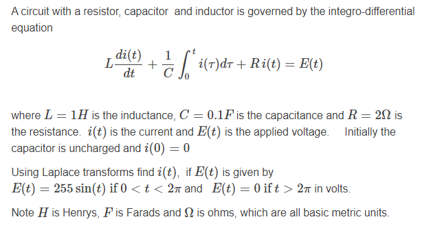 Solved A circuit with a resistor, capacitor and inductor is | Chegg.com