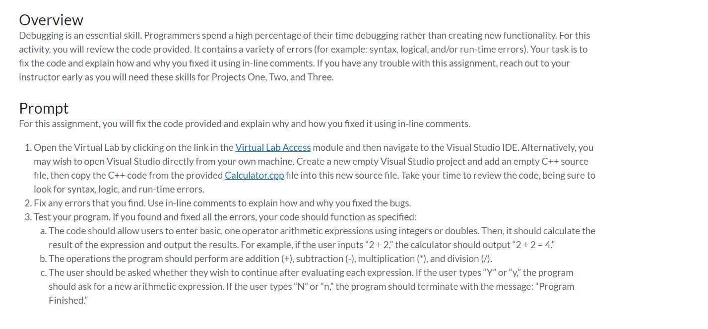 Solved Overview Debugging is an essential skill. Programmers | Chegg.com