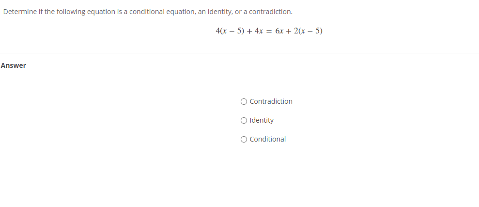 Solved Determine if the following equation is a conditional | Chegg.com