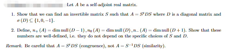 Solved Let A be a self-adjoint real matrix. 1. Show that we | Chegg.com