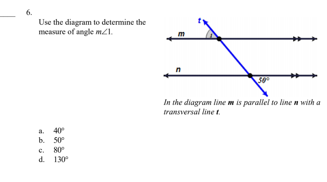 Solved 6. Use the diagram to determine the measure of angle | Chegg.com
