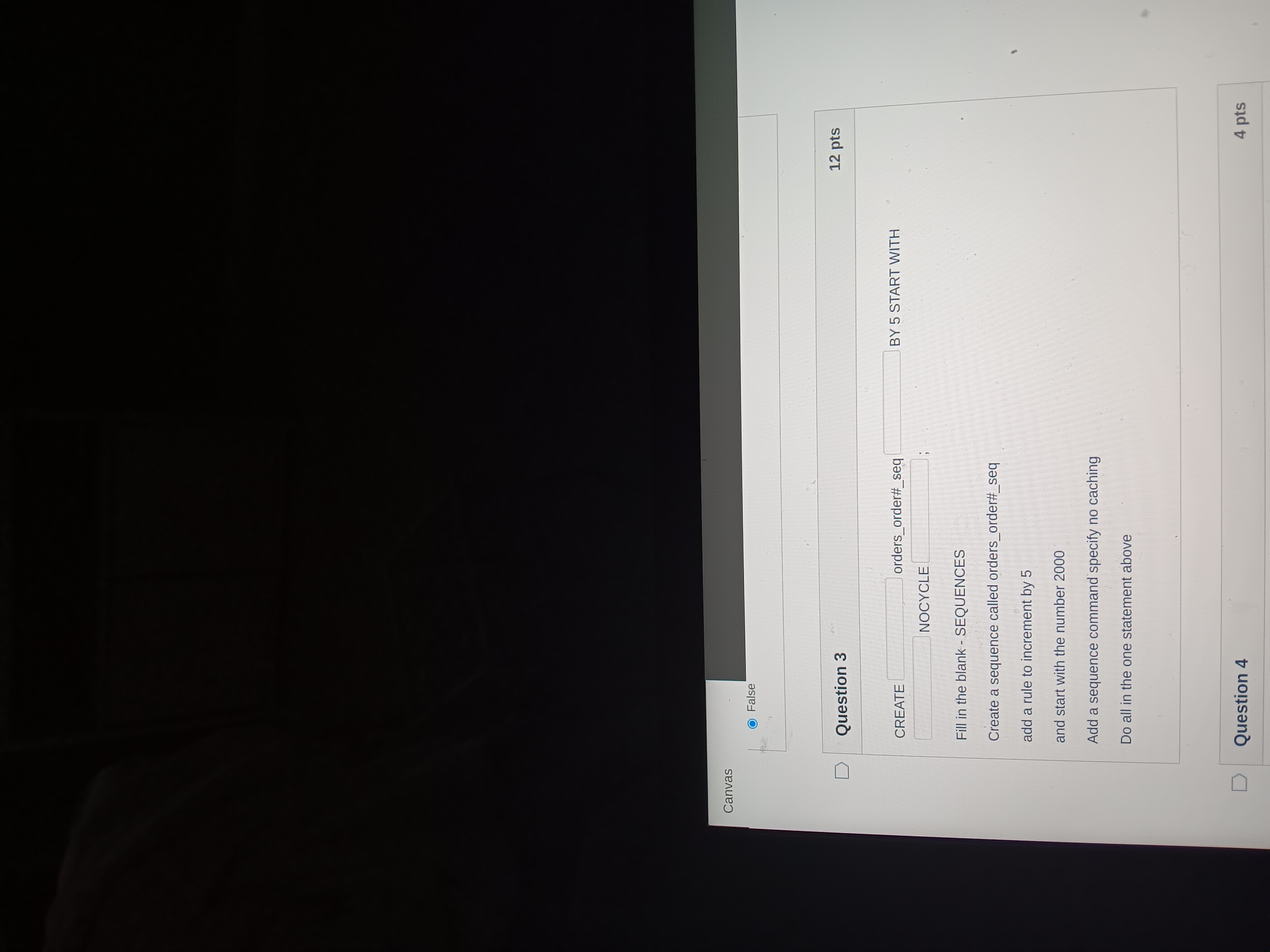 Solved Question 3CREATEorders_order#_seqBY 5 ﻿START | Chegg.com