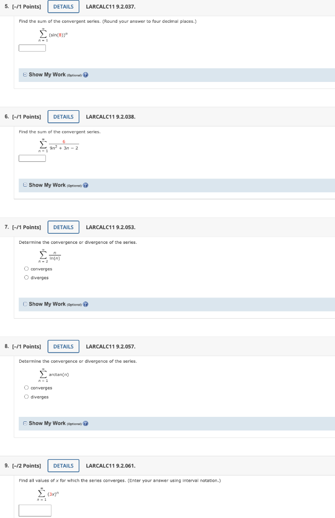 Solved Find the sum of the convergent series. (Round your | Chegg.com