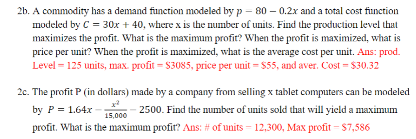 Solved 2b. A commodity has a demand function modeled by p = | Chegg.com