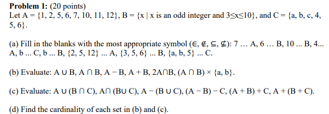 Solved Problem 1: (20 points) Let | Chegg.com