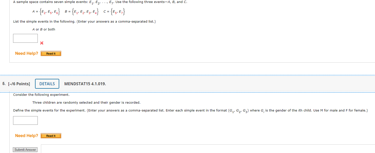 Solved A sample space contains seven simple events: | Chegg.com