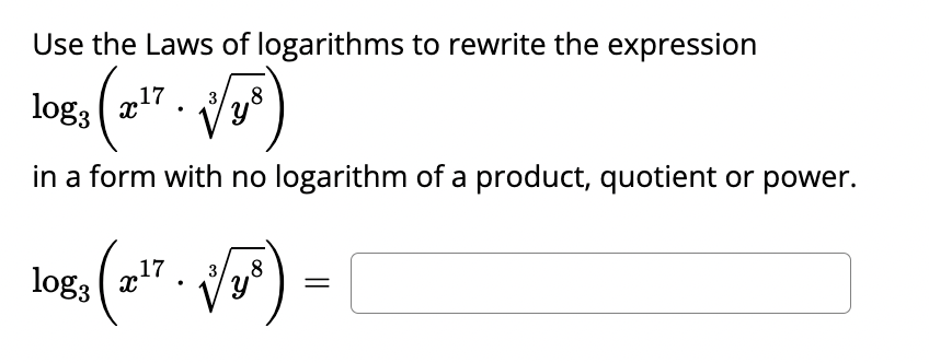 Solved Use the Laws of logarithms to rewrite the expression | Chegg.com