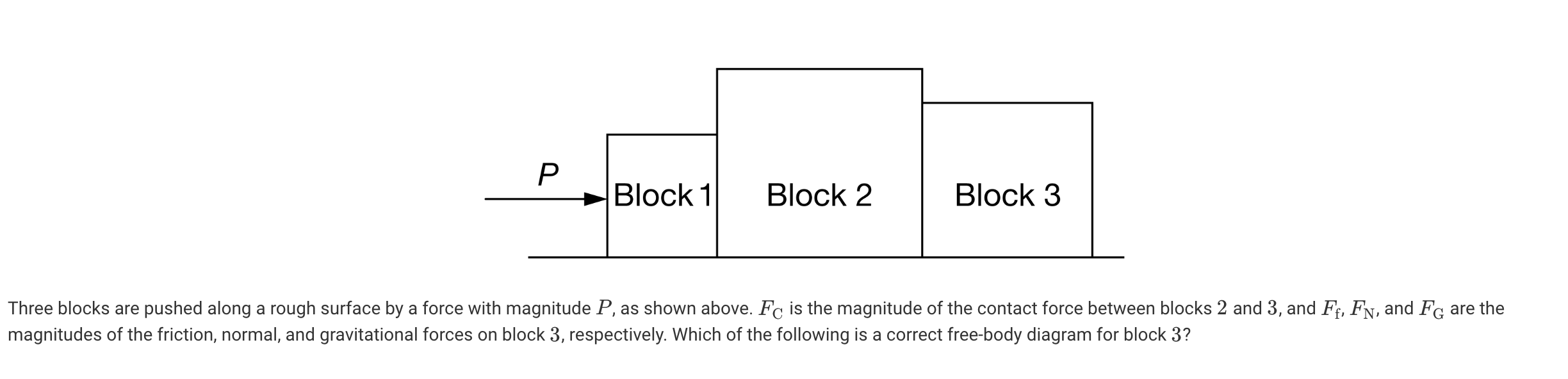 Solved P Block 1 Block 2 Block 3 Three blocks are pushed | Chegg.com
