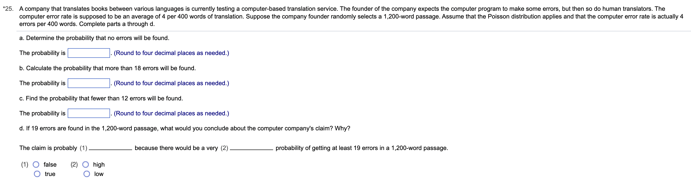 Solved errors per 400 words. Complete parts a through d. a. | Chegg.com