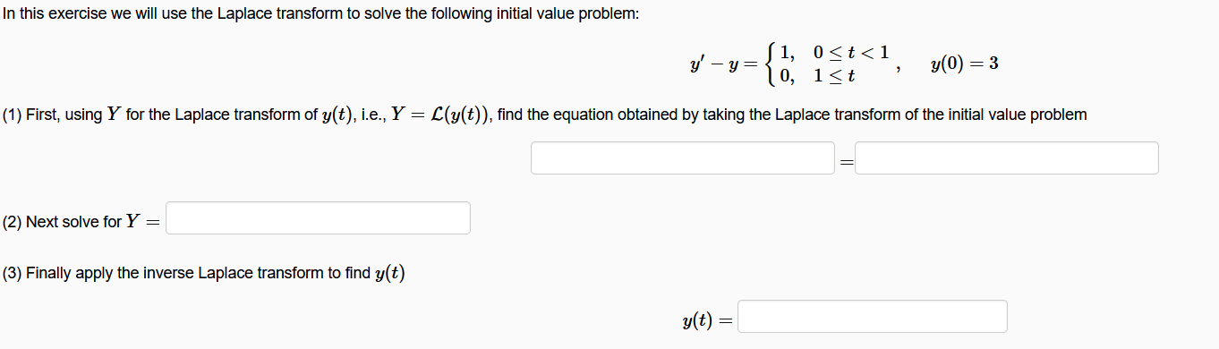 Solved In this exercise we will use the Laplace transform to | Chegg.com