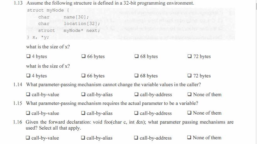 Solved 1.13 Assume the following structure is defined in a | Chegg.com