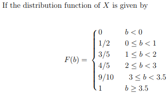 Solved If the distribution function of X is given by b