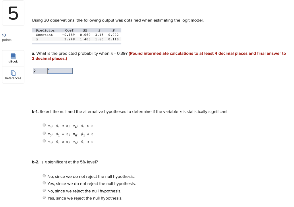 Solved Using 30 observations, the following output was | Chegg.com