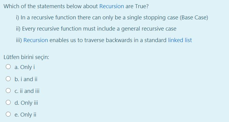 Solved Which of the statements below about Recursion are | Chegg.com