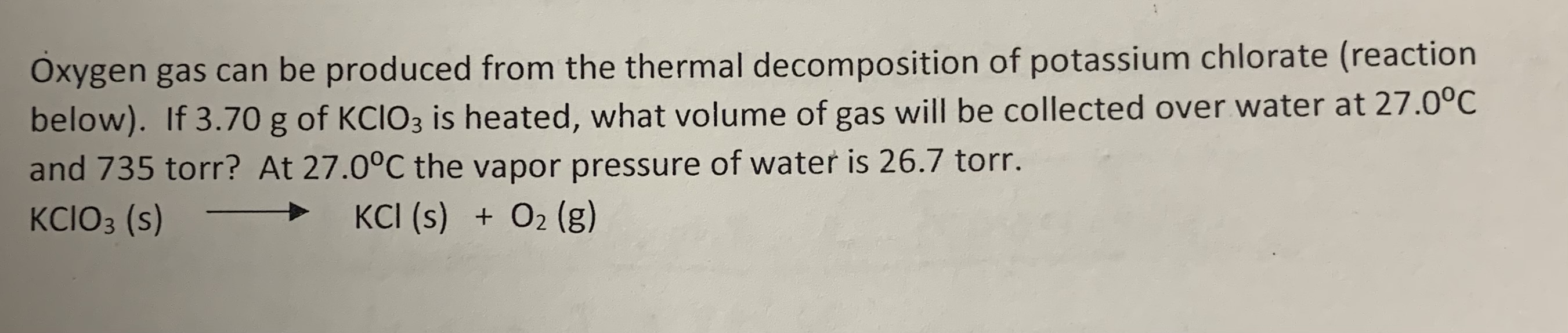 Solved Oxygen gas can be produced from the thermal | Chegg.com