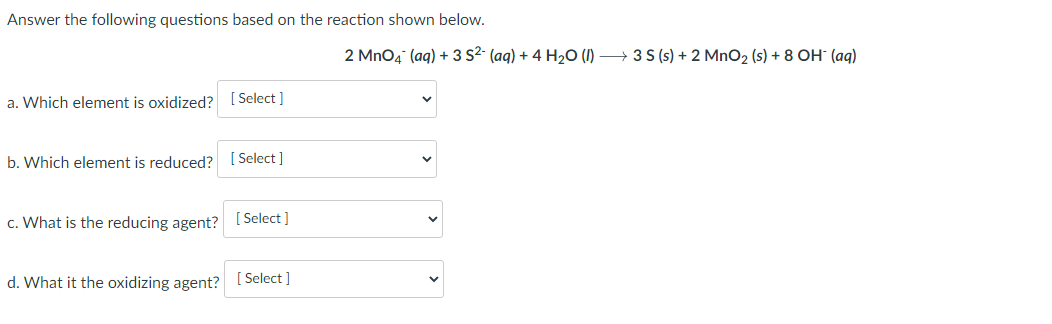 Solved Answer the following questions based on the reaction | Chegg.com