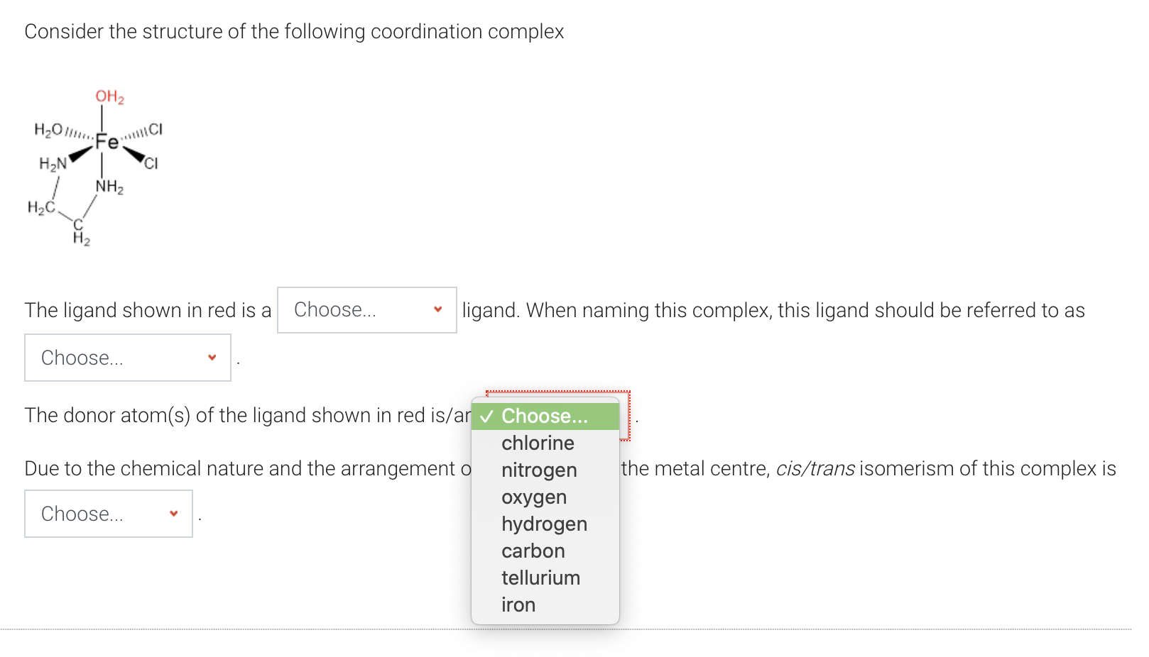 Solved Consider the structure of the following coordination | Chegg.com