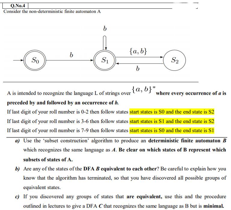 Solved Q.No.4 Consider the non-deterministic finite | Chegg.com