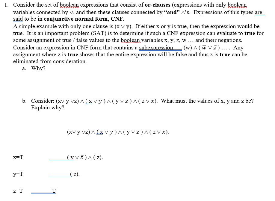 Solved 1. Consider the set of boolean expressions that | Chegg.com
