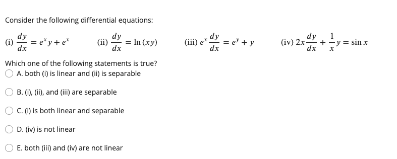 Solved Consider the following differential equations: (i) | Chegg.com