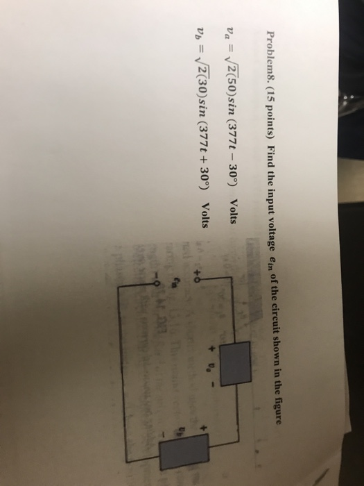 Solved 15 points) Find the input voltage ein of the circuit | Chegg.com