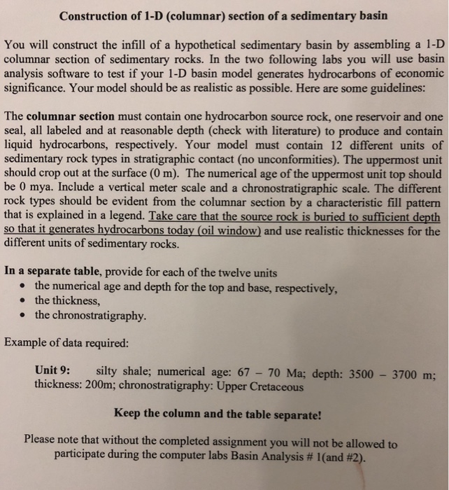 Solved Construction of 1-D (columnar) section of a | Chegg.com