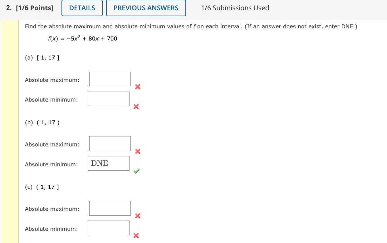 Solved 2. [1/6 Points] DETAILS PREVIOUS ANSWERS 1/6 | Chegg.com