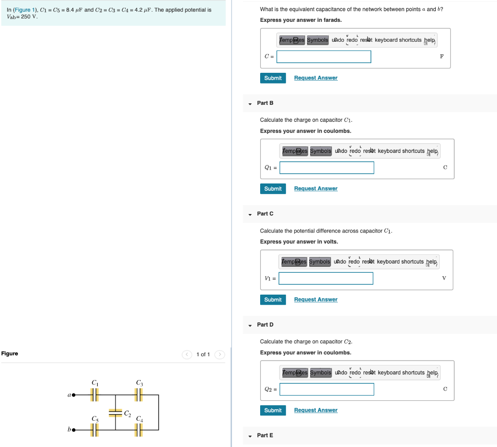 Solved In (Figure 1), C1 = C5 = 8.4 MF and C2 = C3 = C4 = | Chegg.com