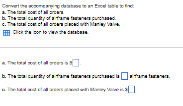 Solved Convert the accompanying database to an Excel table | Chegg.com