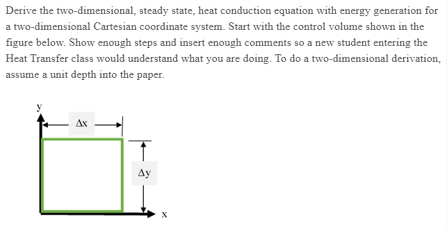 Solved Derive the two-dimensional, steady state, heat | Chegg.com