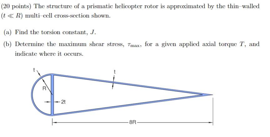 (20 points) The structure of a prismatic helicopter | Chegg.com