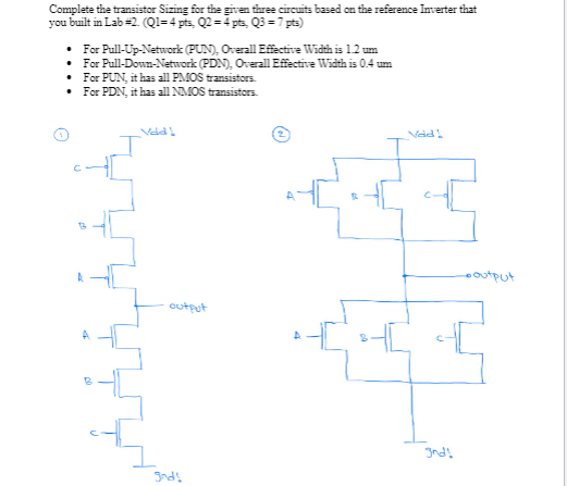 Solved Complete the transistor Sizing for the given three | Chegg.com