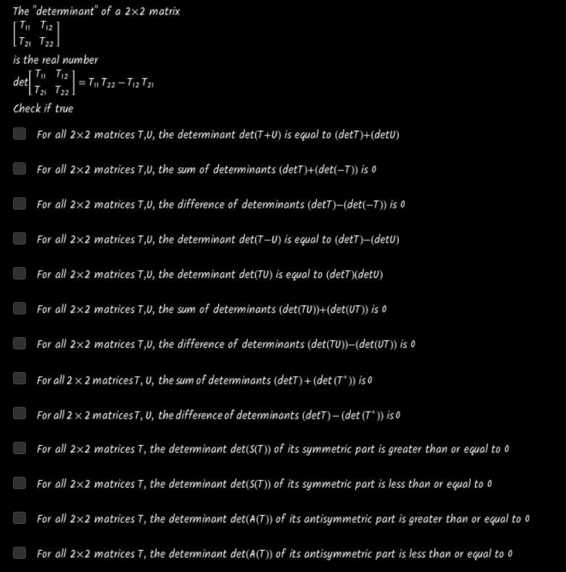 Solved The "determinant" of a 2x2 matrix (721 722 is the | Chegg.com