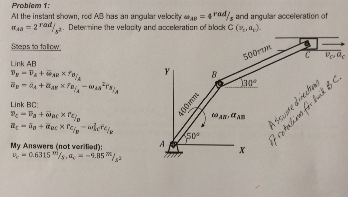 Solved At the instant shown, rod AB has an angular velocity | Chegg.com