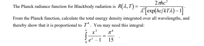 Solved 2rthc The Planck radiance function for Blackbody | Chegg.com