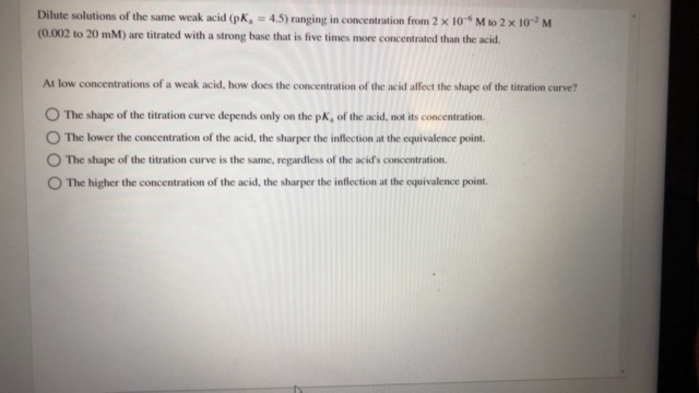 Solved Dilute solutions of the same weak acid (pK, = 4.5) | Chegg.com