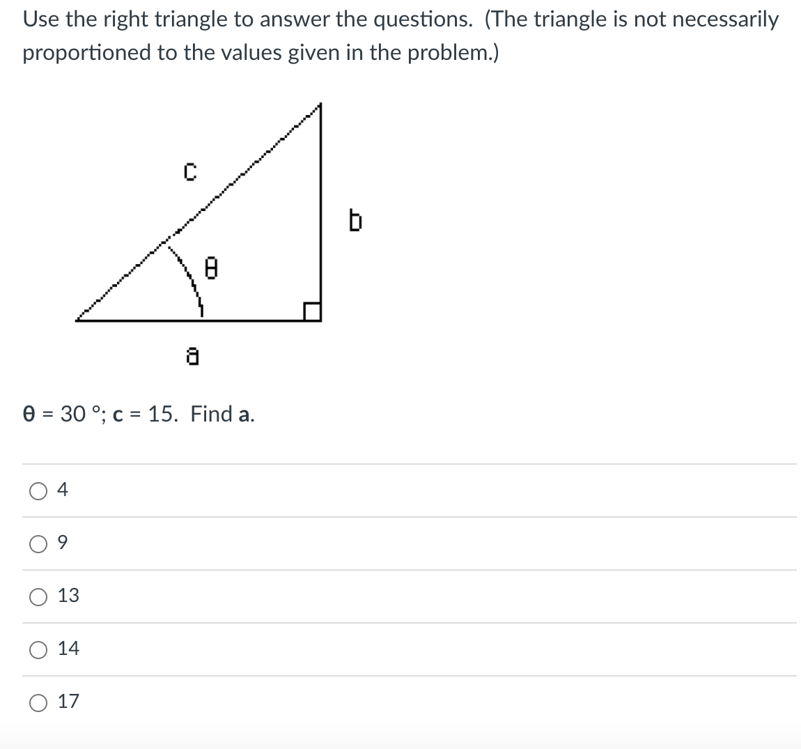 Solved Use the right triangle to answer the questions. (The | Chegg.com