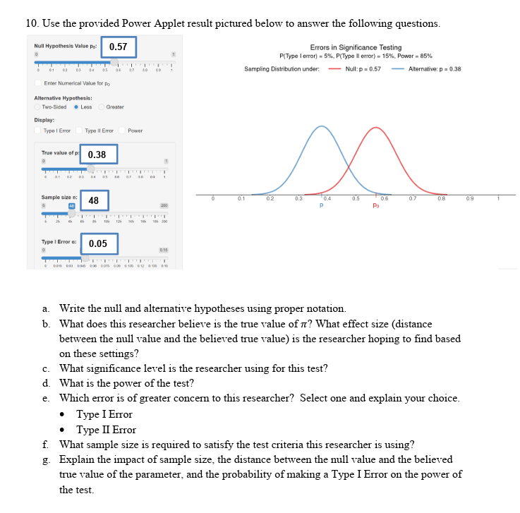 Solved Use the provided Power Applet result pictured below | Chegg.com