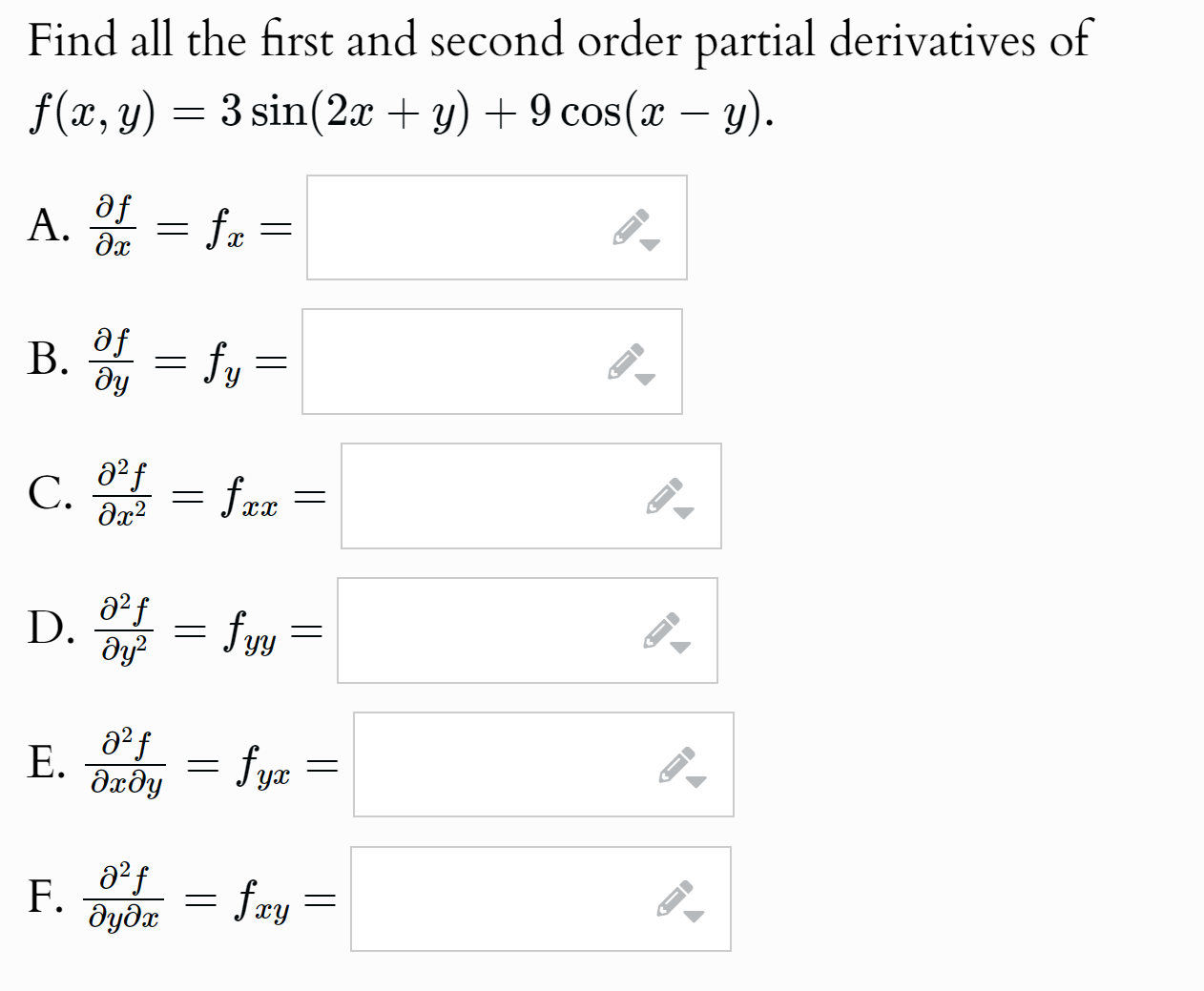 Solved Find all the first and second order partial | Chegg.com