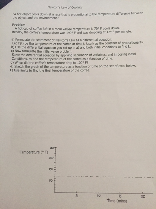 Solved Newton's Law of Cooling tA hot objlect cools down at | Chegg.com