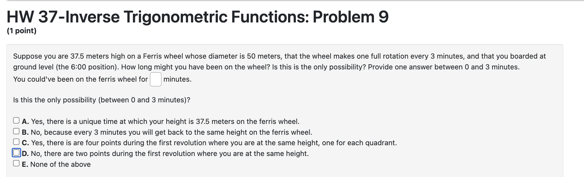 Solved Suppose you are 37.5 ﻿meters high on a Ferris wheel | Chegg.com